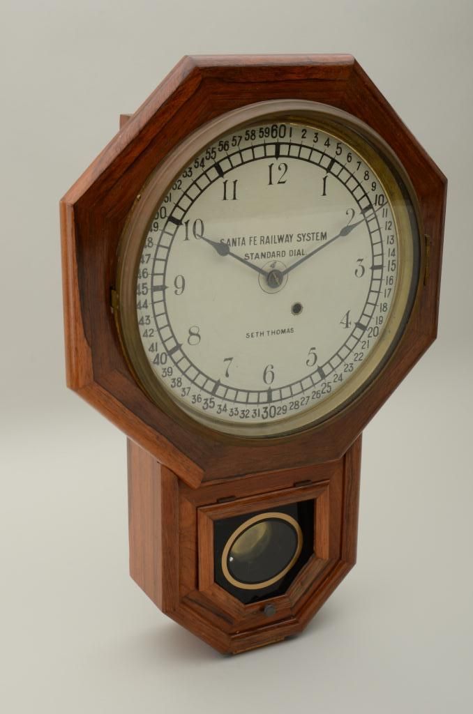 Antique clock marked on dial “Santa Fe, Railroad” in very good to near ...