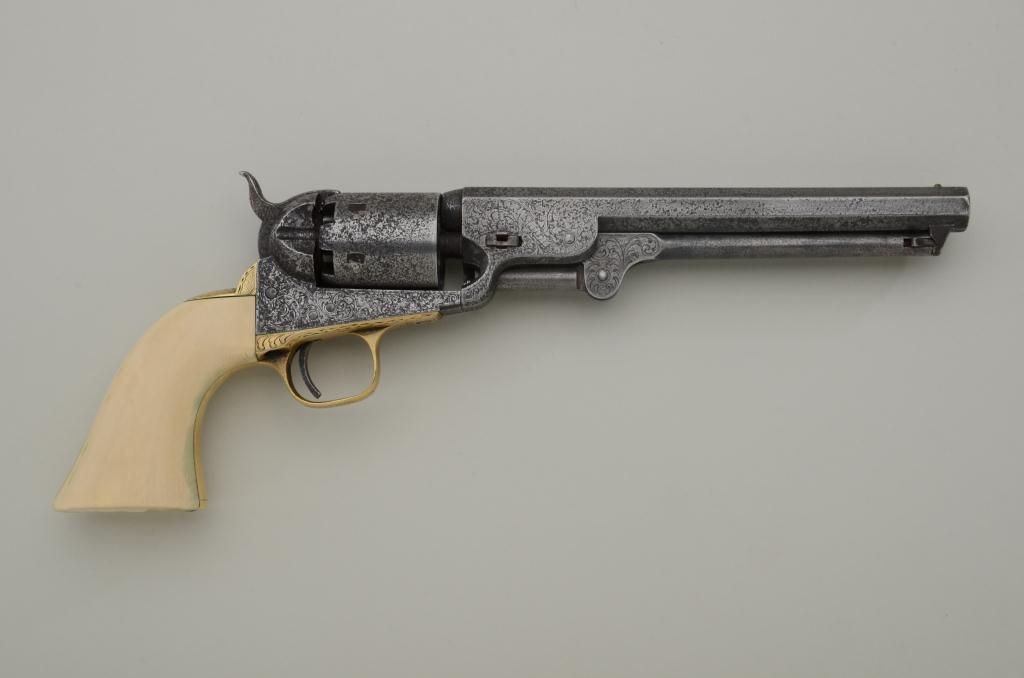 Engraved Colt Model 1851 Navy percussion revolver, .36 cal., 7-1/2 ...