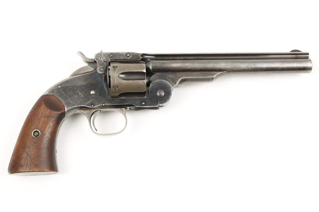 Smith & Wesson 1st Model Schofield Single Action revolver, .45 cal., 7” barrel, blue finish, wood