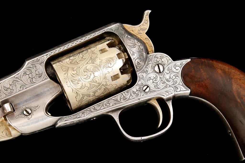 Finely engraved Remington New Model Army percussion revolver, .44 cal ...