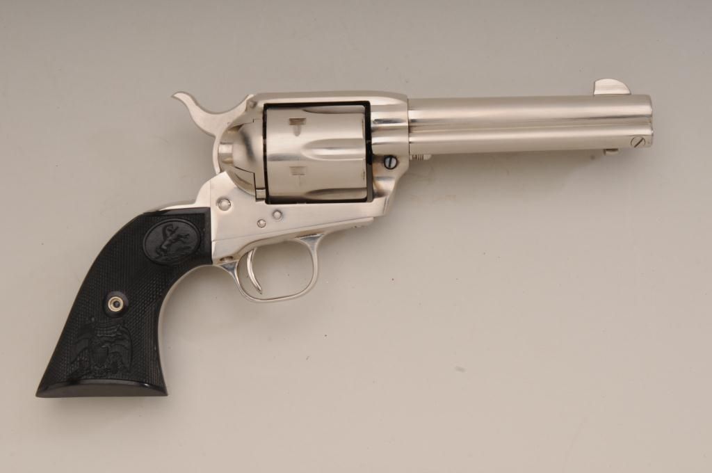 Colt SAA revolver, .44-40 cal., 4-3/4” barrel, brushed nickel finish ...