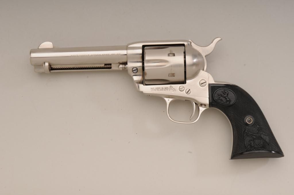 Colt SAA revolver, .44-40 cal., 4-3/4” barrel, brushed nickel finish ...