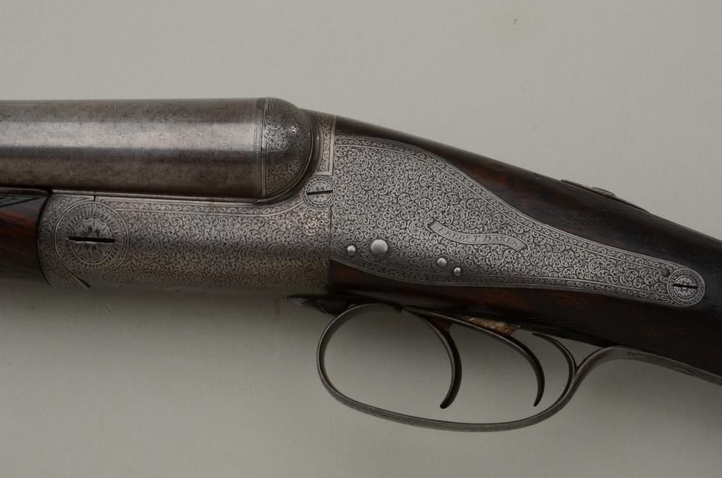 Fred T. Baker signed double-barreled Damascus steel shotgun marked 21 ...