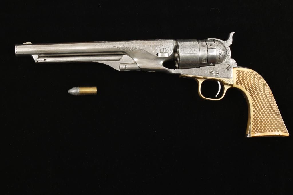 Engraved Colt Army Thuer Conversion revolver, .44 cal., 8” barrel ...