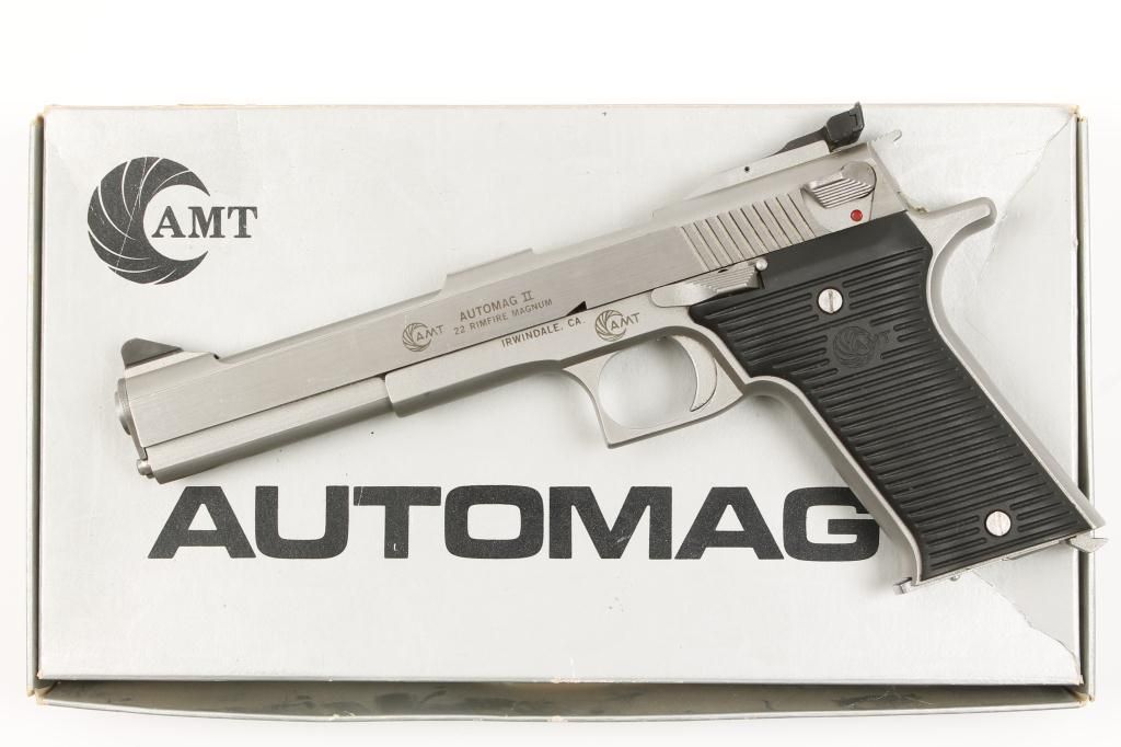 AMT Automag II semi-auto pistol, .22RF Magnum cal., 6” barrel ...