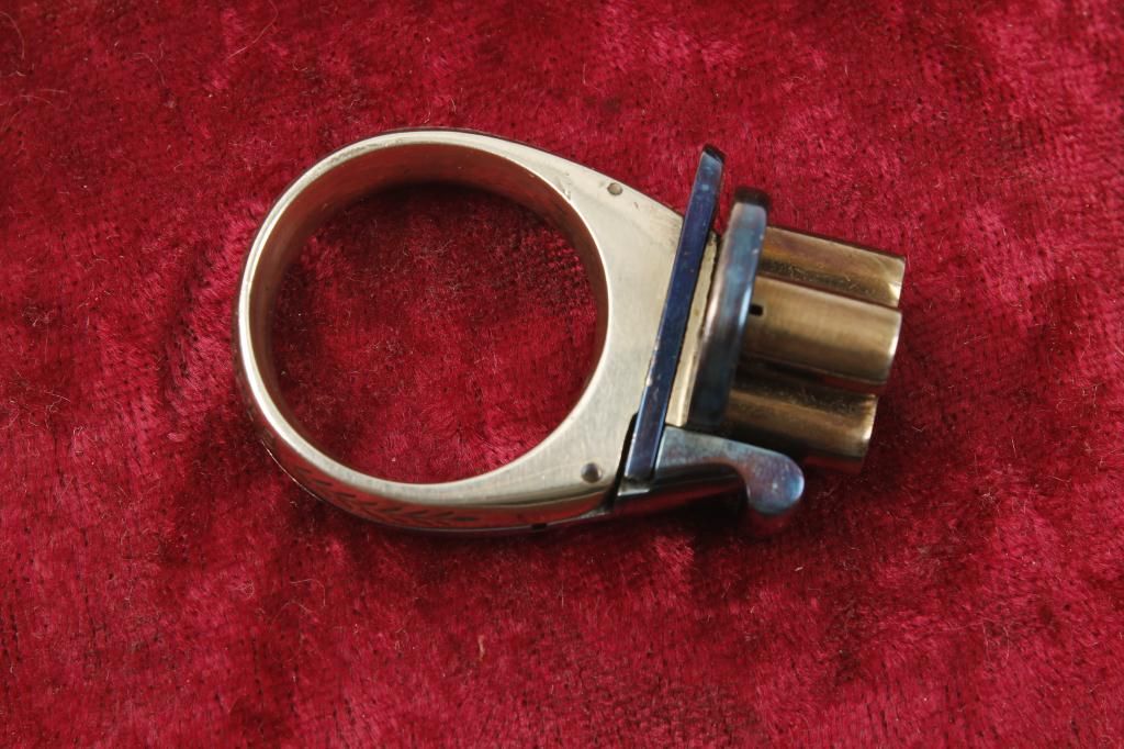 Oddity pin-fire ring pistol marked Quatre Morts on cast silver or ...