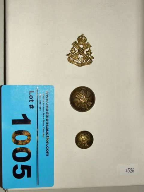 3 brass canadian military buttons