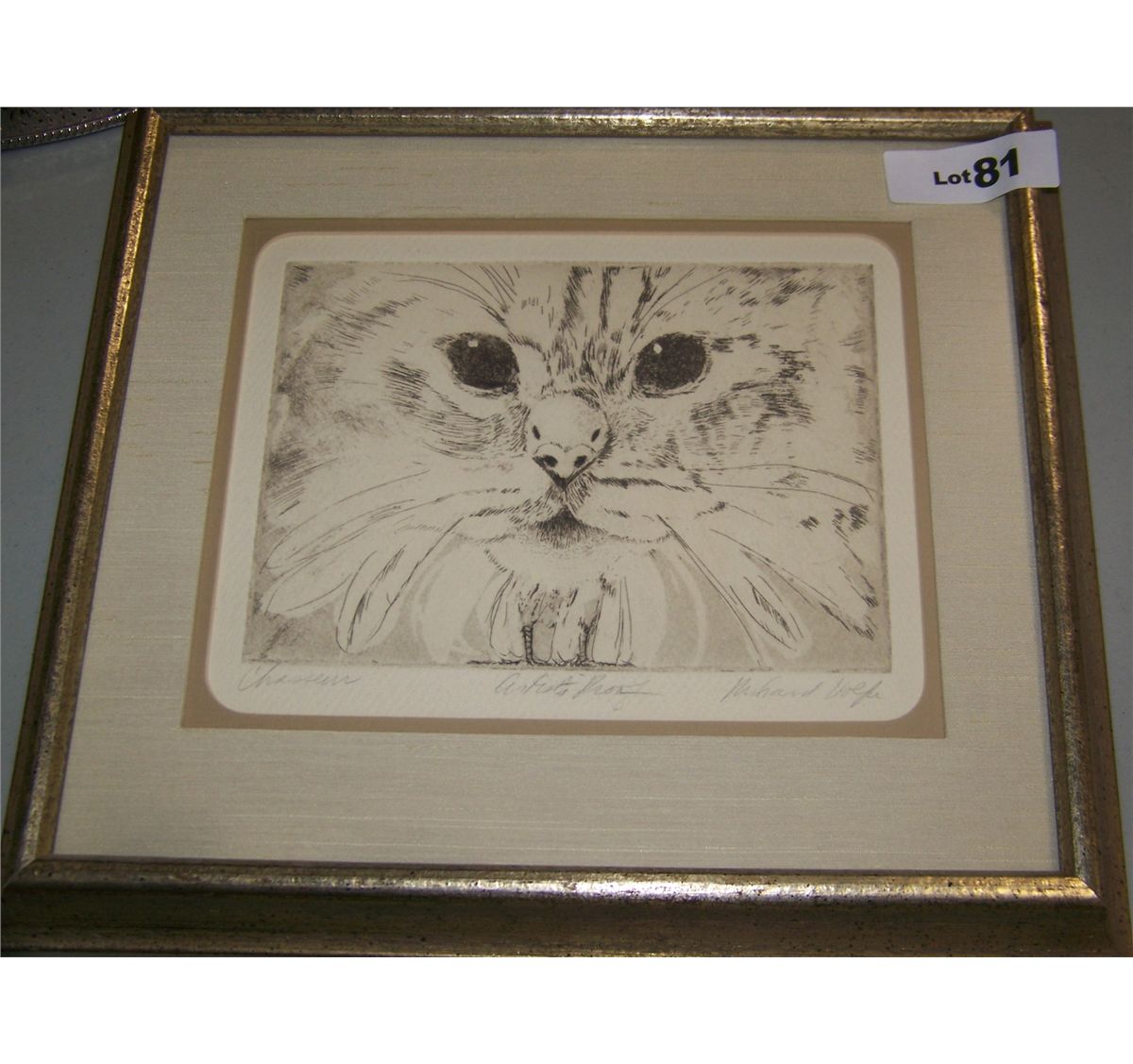 RICHARD VOLPE "CHASSEUR" ARTIST PROOF, FRAMED ETCHING