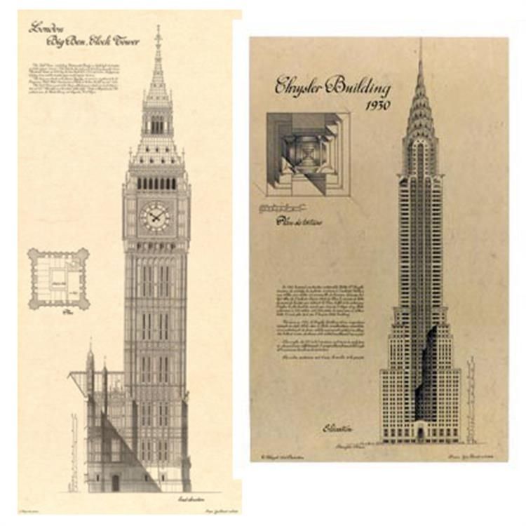 Yves Poinsot Chrysler Building and Big Ben Clock Tower