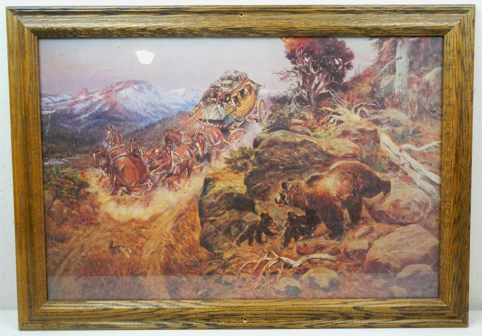 Grizzly Bear and Stagecoach C.M. Russell Print