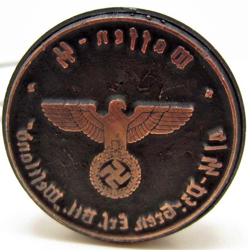 GERMAN NAZI WAX SEAL / RUBBER STAMP W/ WOODEN HANDLE