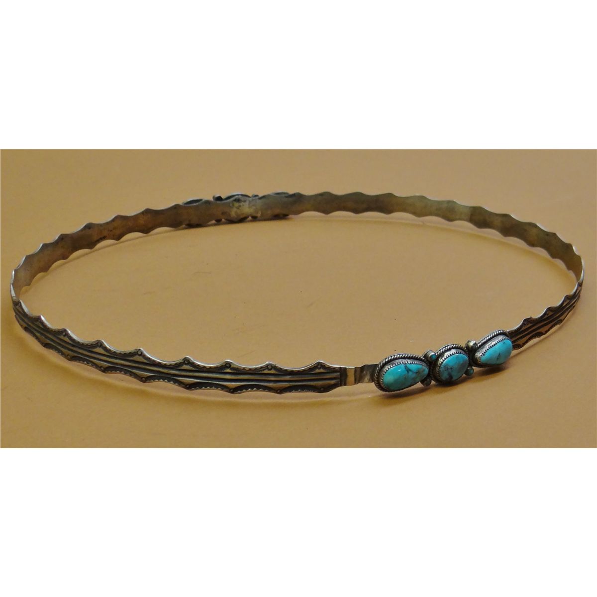Turquoise sterling silver hat band