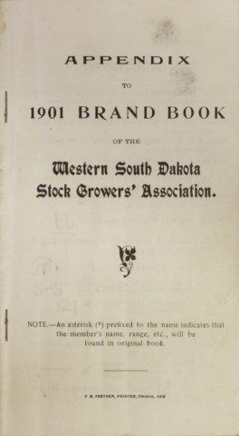 1901 Western South Dakota brand book appendix