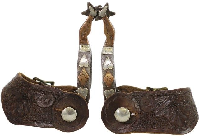 Pair single mounted Hall lady leg spurs