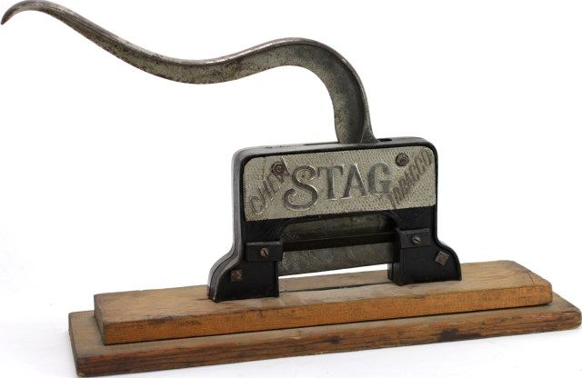 Stag Tobacco cutter with nickel inserts and handle