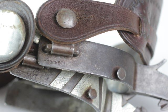 Pair Crockett stamped short shank bronc spurs