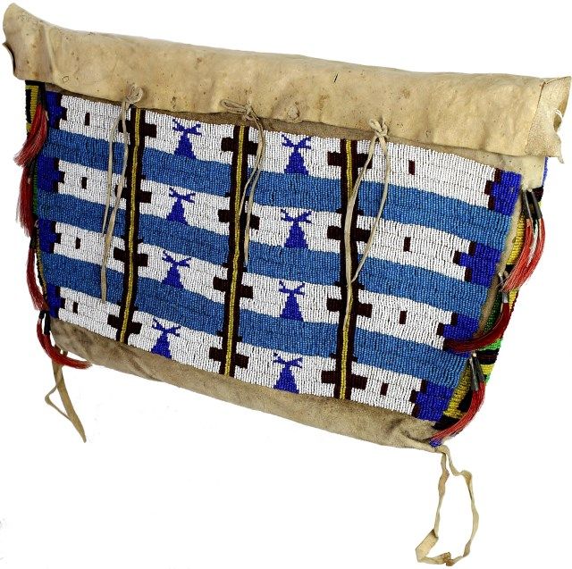 C. 1900 fine beaded on leather Sioux teepee bag