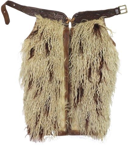 CP Shipley spotted cowgirl woolie chaps