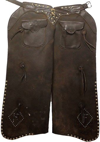 Early pair spotted batwing chaps