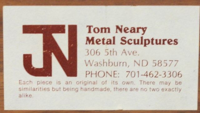 Original metal sculpture by ND artist Tom Neary