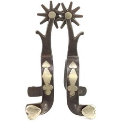Pair Kelly Brothers marked single mount spurs