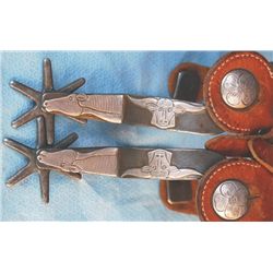 rare pattern Kelly Bros double mounted spurs
