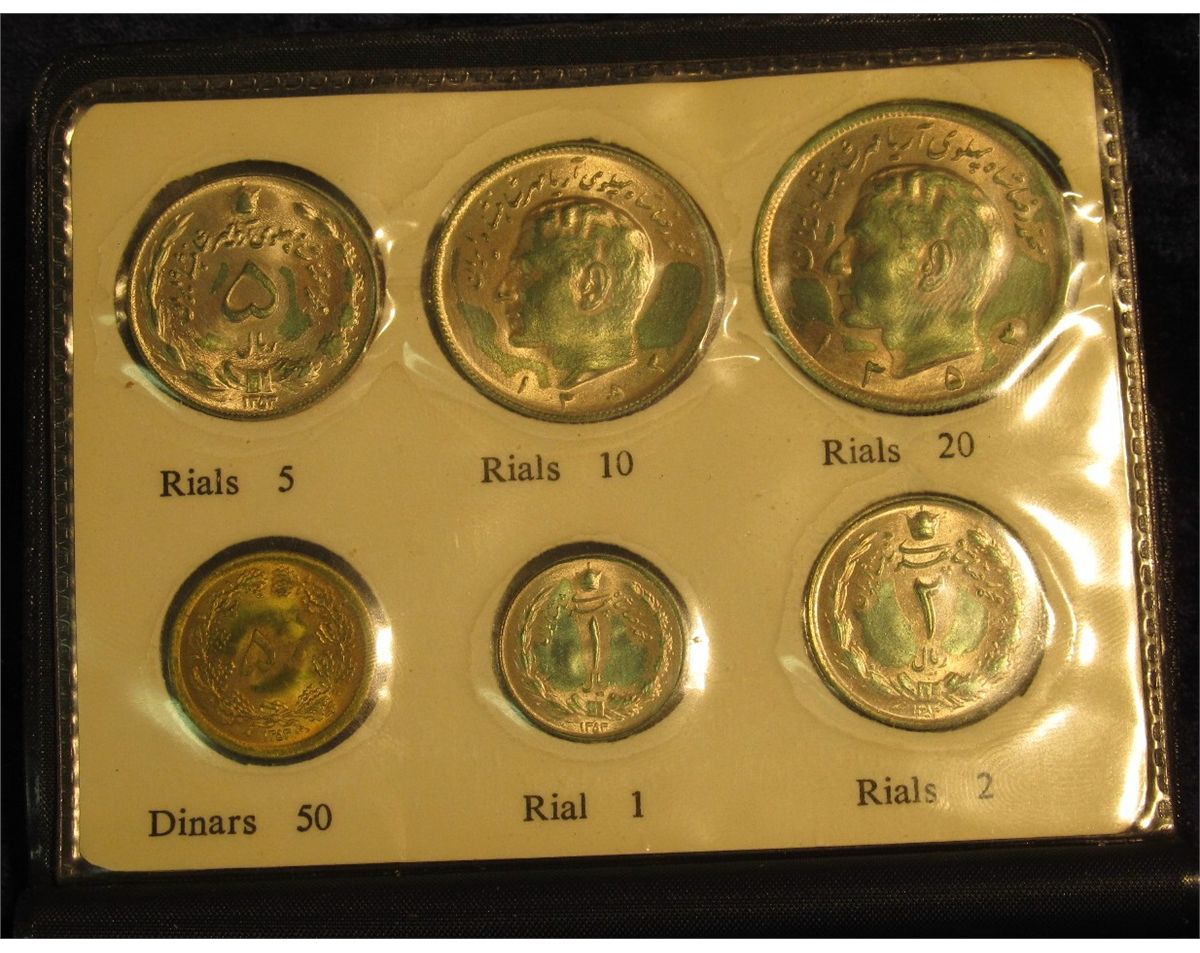132. SH1353 (1974) 6 Coin Mint Set of Iranian coins in a sealed ...