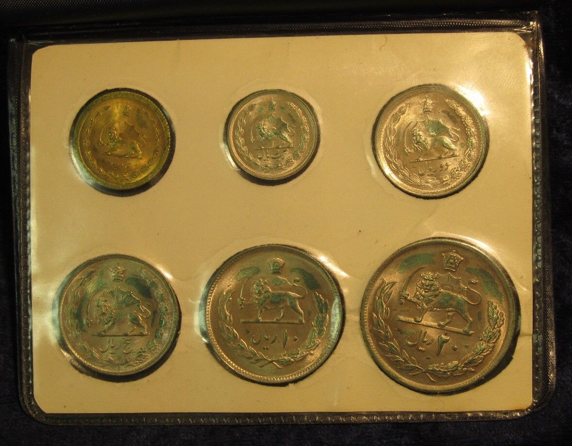 132. SH1353 (1974) 6 Coin Mint Set of Iranian coins in a sealed ...