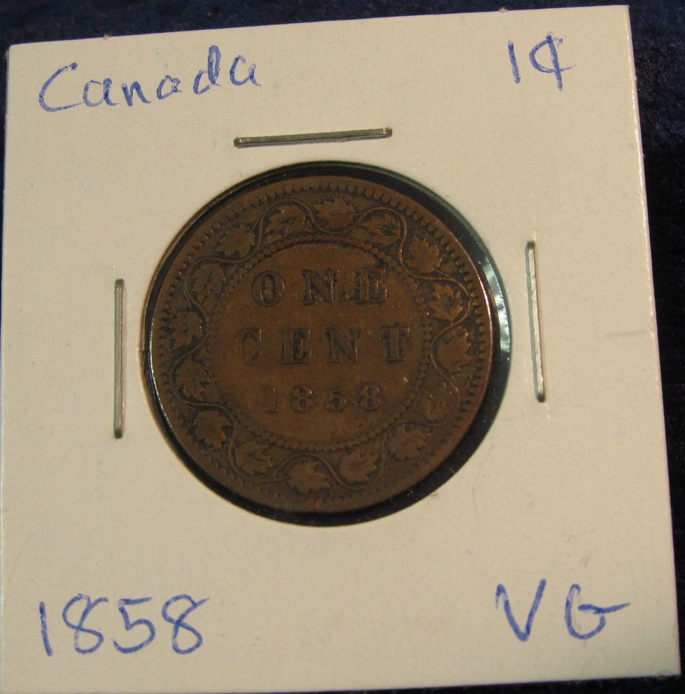 898. 1858 Canada Large Cent. VG.