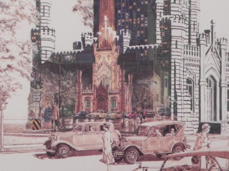 George Becker Signed Print -Jazz Age Chicago Watertower