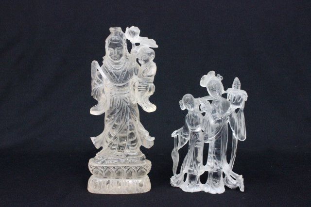 2 Chinese glass sculptures