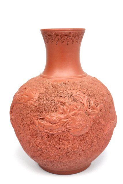 Chinese red clay vase