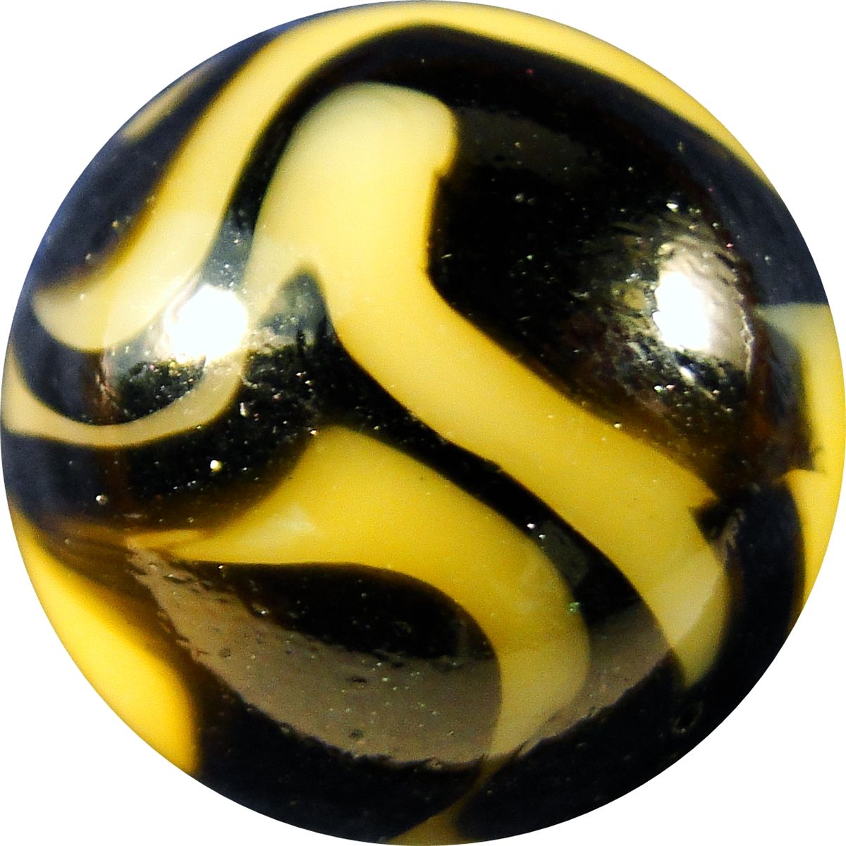 Marbles: Lot 52. Peltier Glass. NLR Bumblebee. 21/32". Mint 9.9.