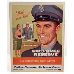 VINTAGE AIR FORCE RESERVE RECRUITING POSTER - PORTLAND, OREGON
