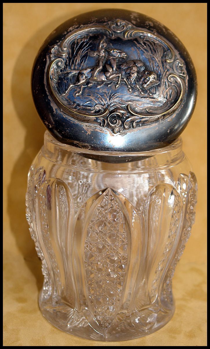 2 items - Ornate cigar Jar and cigar box felt inserts