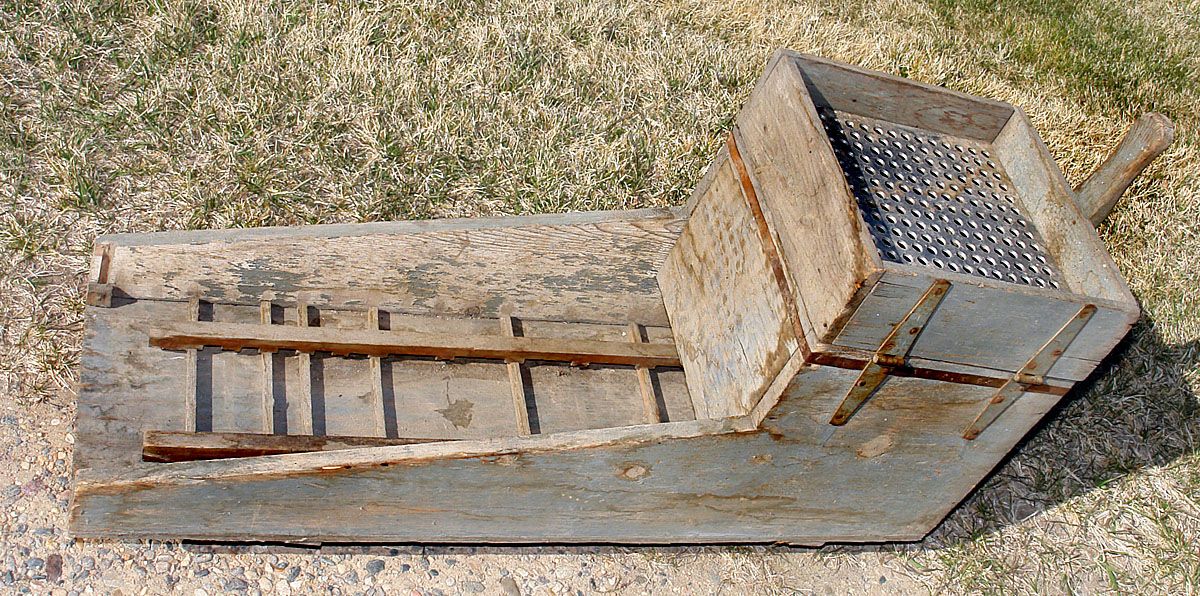 Steve Logan's handmade gold mining rocker sluice