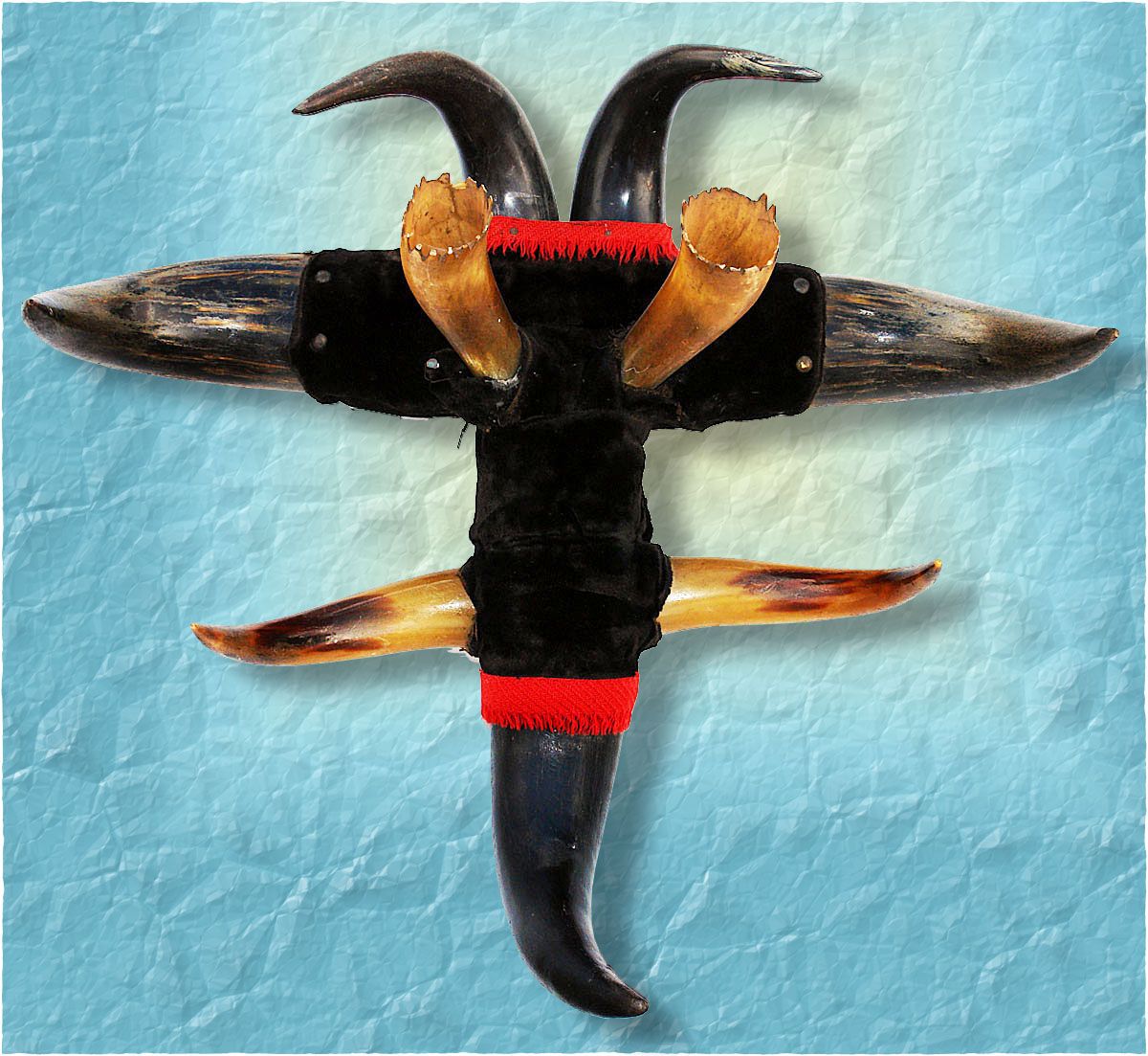 Buffalo and steer horn hat rack, ca: 1890's