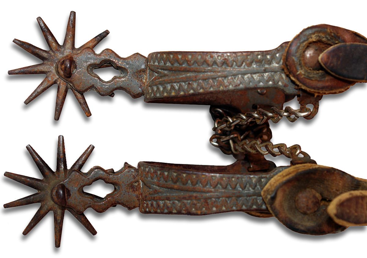 3 pair of early Buermann iron spurs