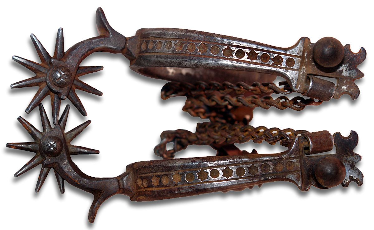 Early Buermann chased iron spurs, a nice pair in excellent condition