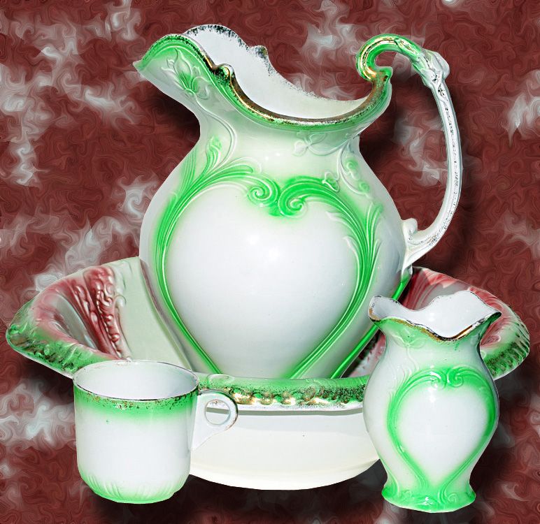 Vintage Pitcher, Bowl, cup and vase, maker Stanley Pottery England