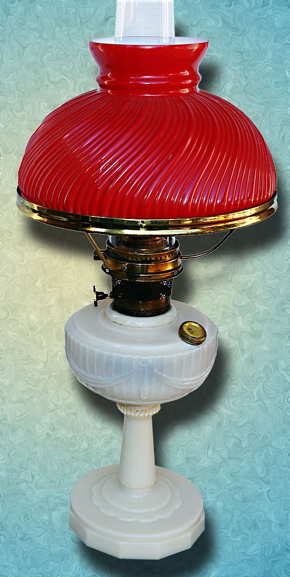 Beautiful milk glass lamp with Lincoln drape pattern