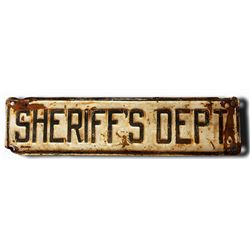 2 items: Vintage Sheriff Dept. sign; 10 lb. prison chain gang ball