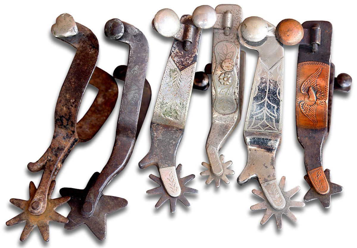 Collection of 6 single spurs