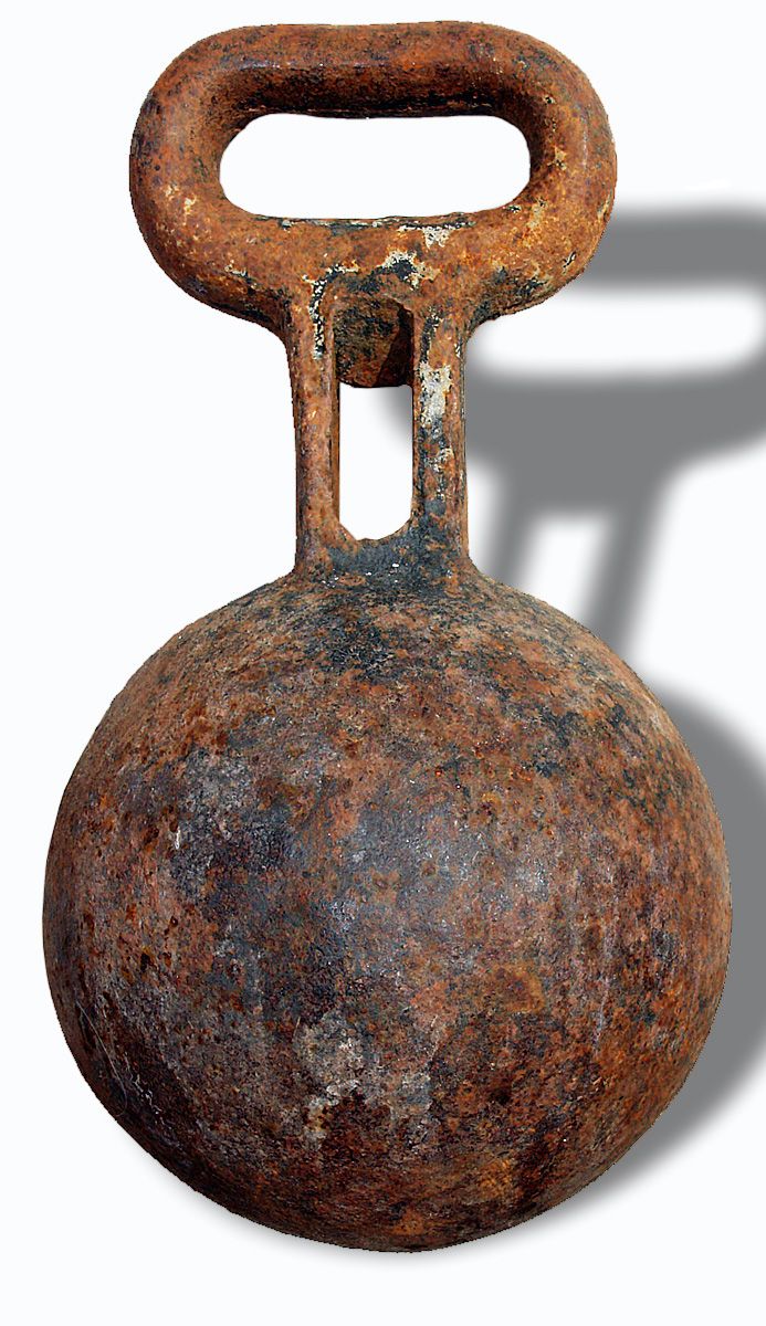3 items: 60 lb. 8" Deer Lodge Prison chain gang ball; 2 Original Deer ...