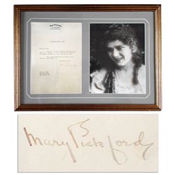 Mary Pickford Typed Letter Signed From 1933 -- Typed Upon Her Mary ...