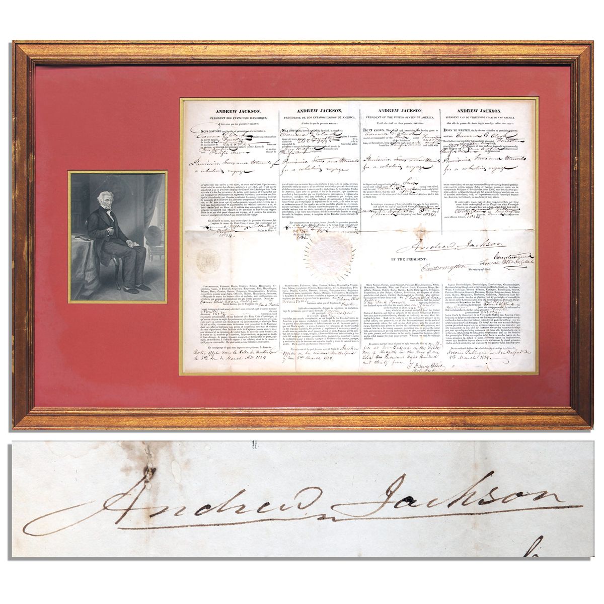 Andrew Jackson Presidential Document Signed From 1834 -- Rare Four ...
