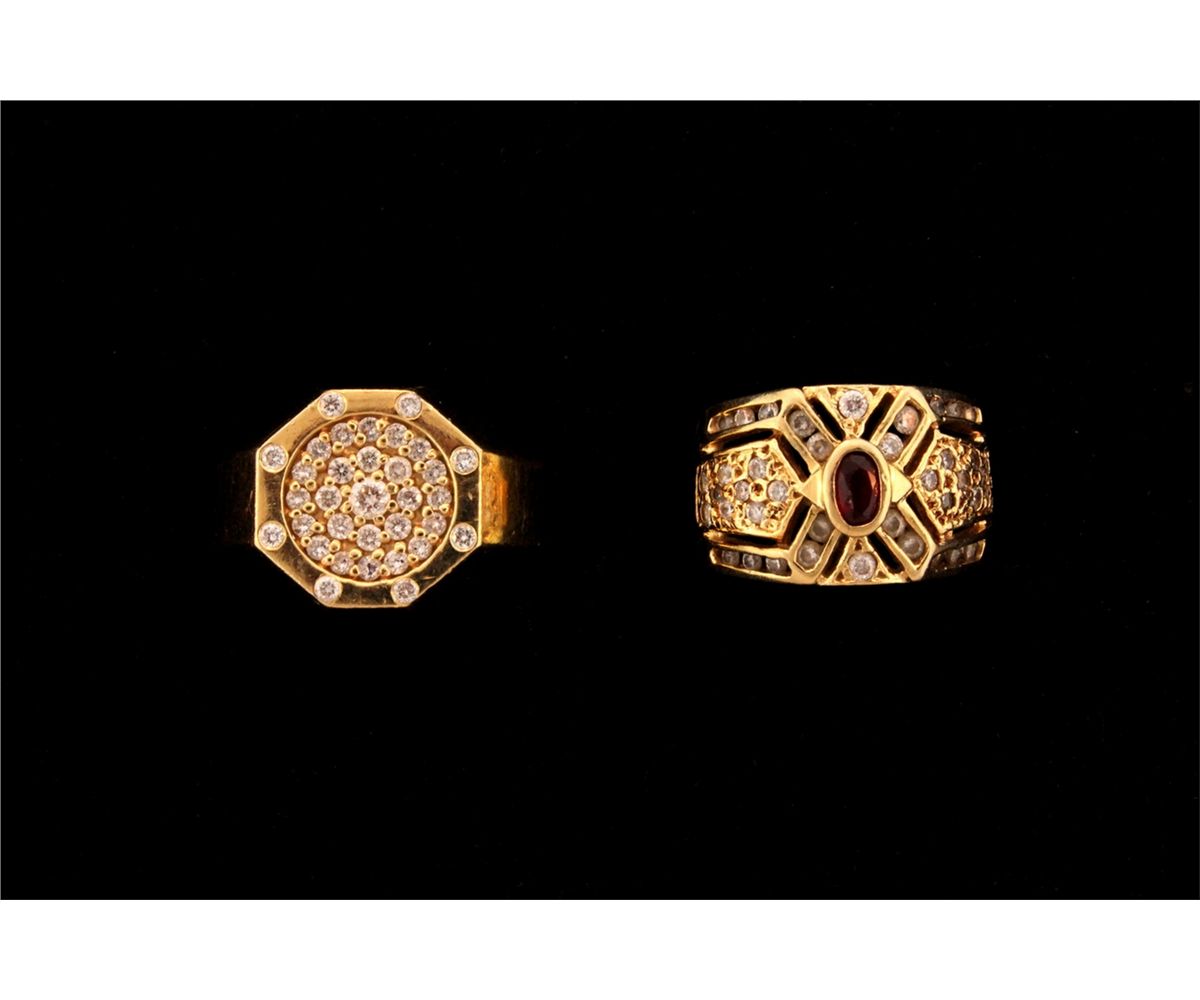RING: [1] 14KYG ring set with 33 rd dia.s, TWA 0.55 cts, H-J, SI2-I1 ...