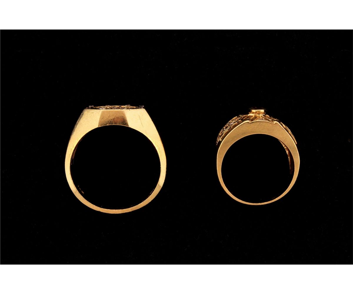 RING: [1] 14KYG ring set with 33 rd dia.s, TWA 0.55 cts, H-J, SI2-I1 ...