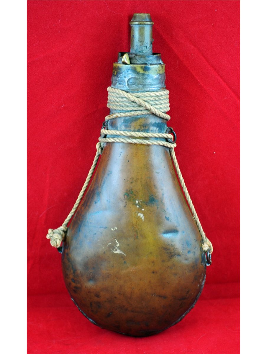 Brass Civil War Era, Black Powder Flask & Shot Pouch