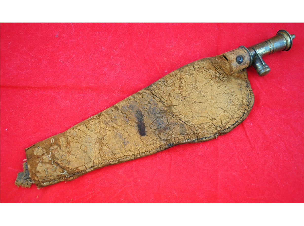 Brass Civil War Era, Black Powder Flask & Shot Pouch